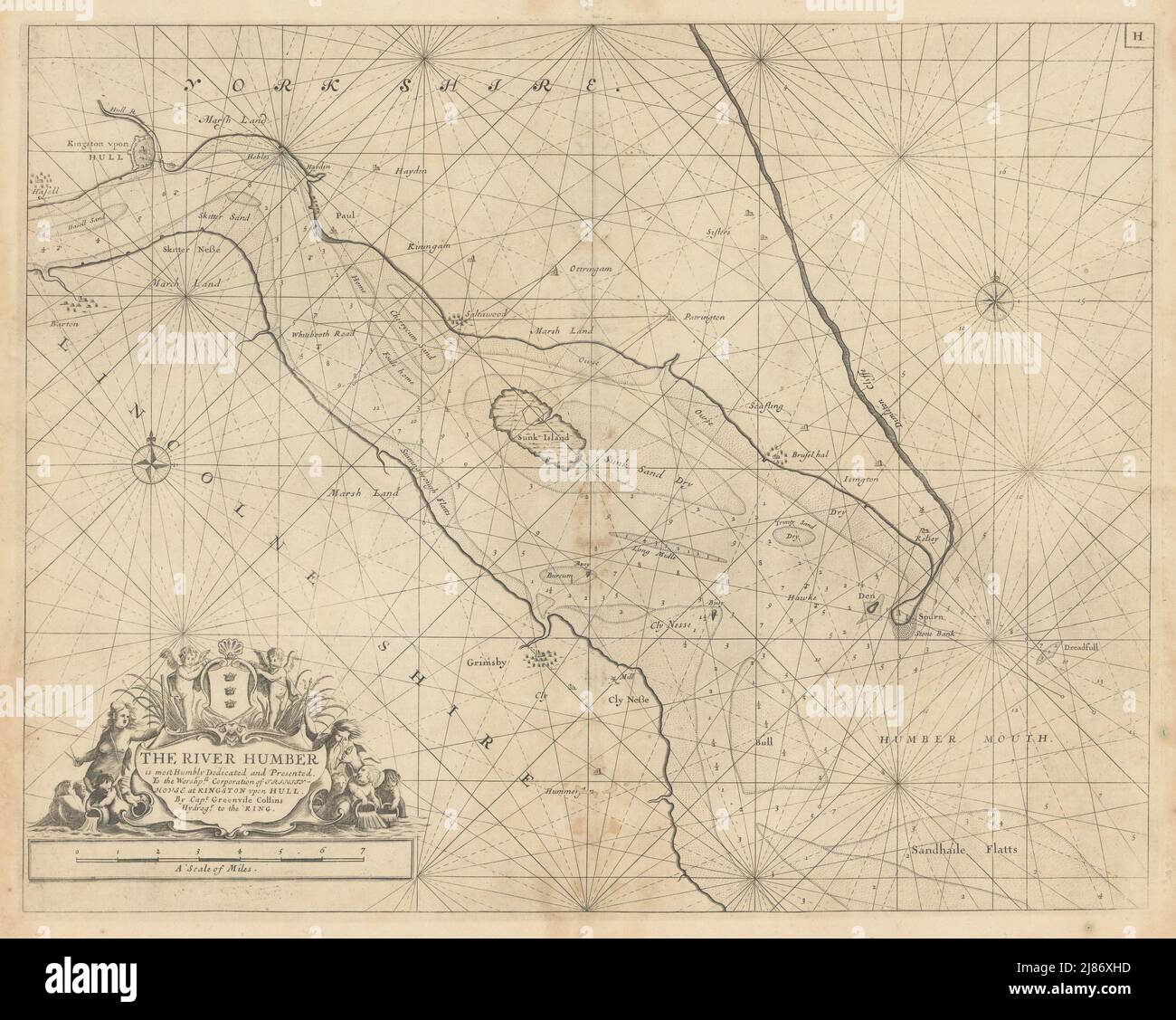 The River Humber estuary sea chart. Hull, Grimsby & Barton. COLLINS ...