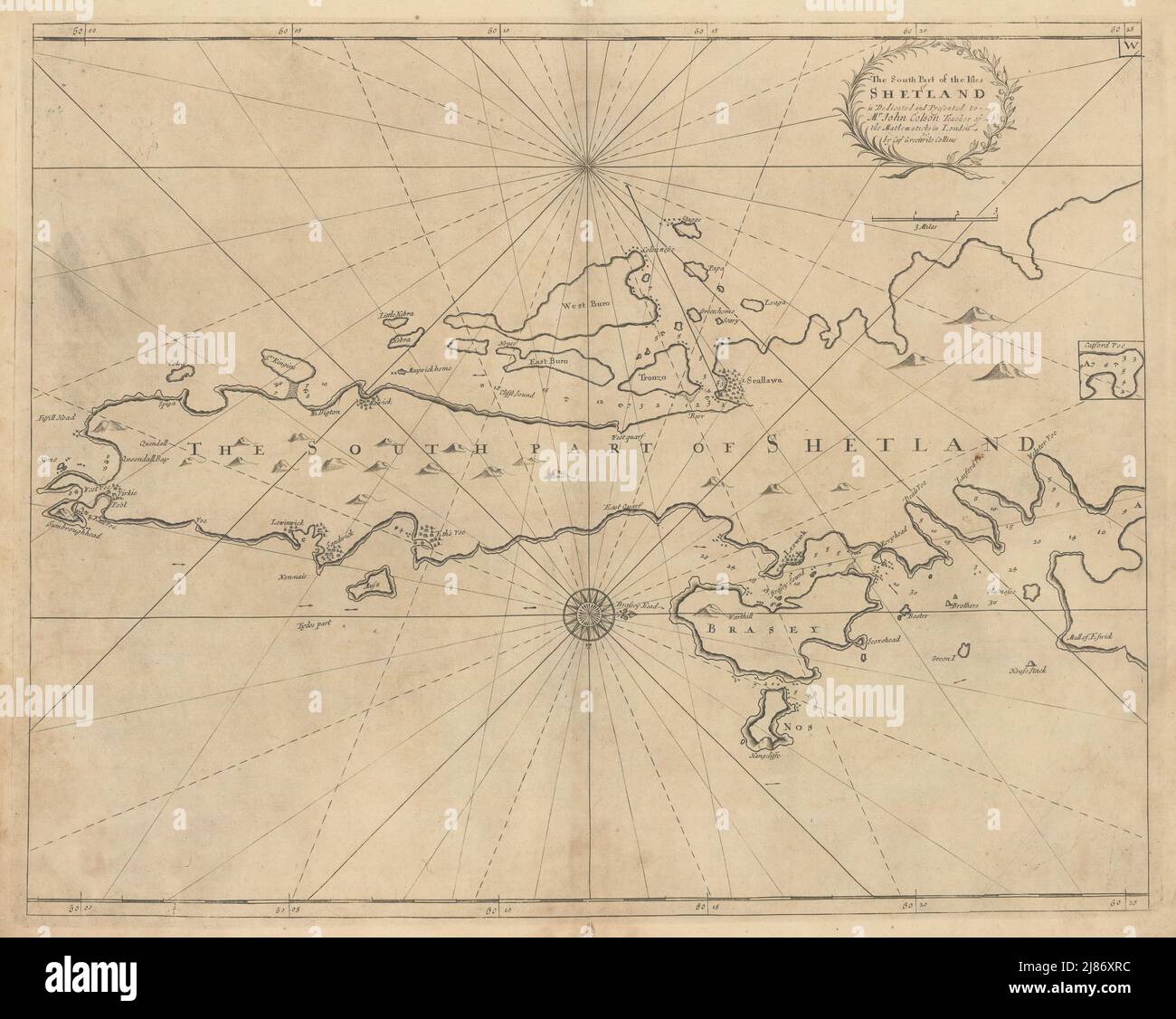 The South Part of the isles of Shetland sea chart. Lerwick. COLLINS ...