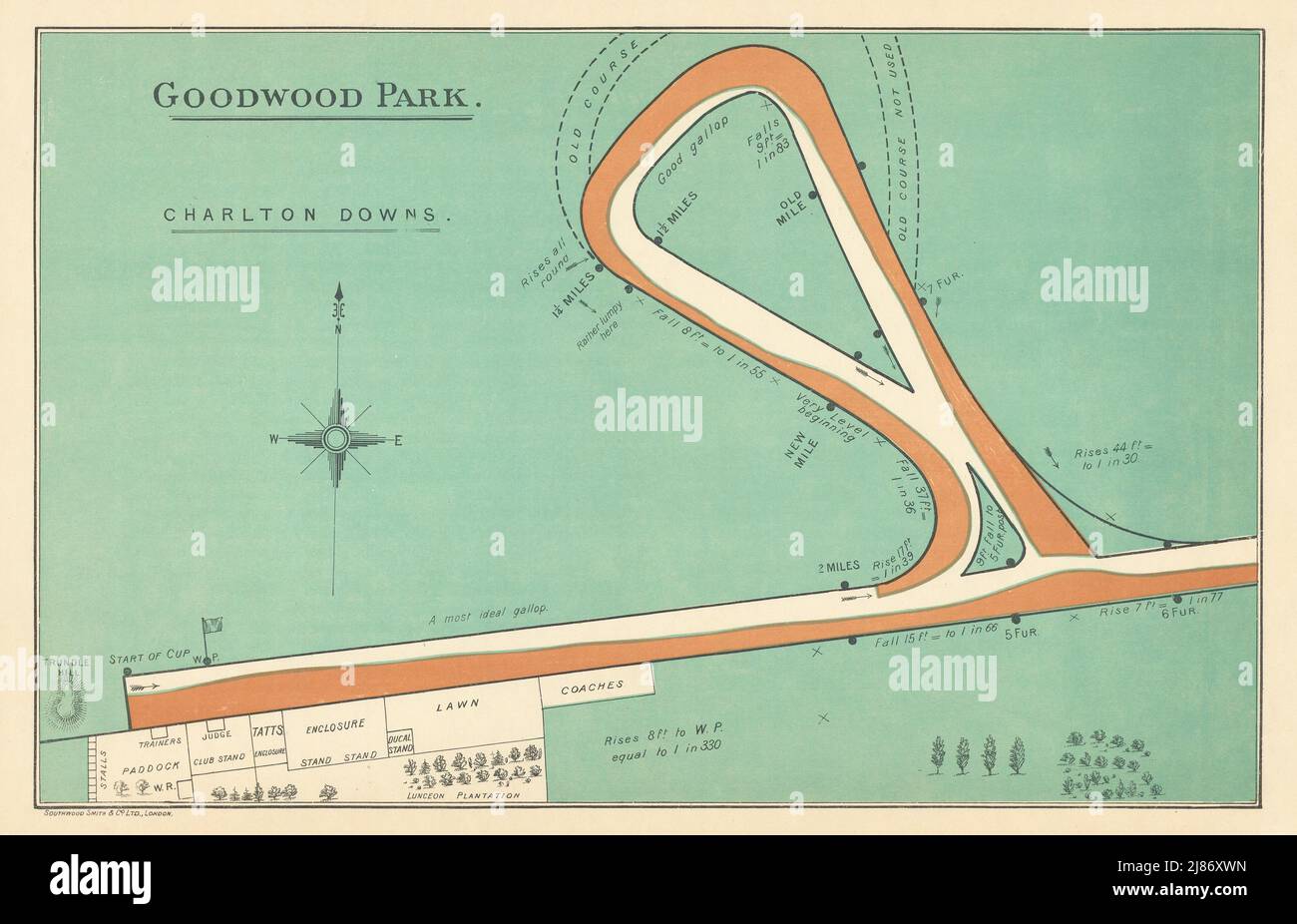 Goodwood Park racecourse, Sussex. Charlton Downs. BAYLES 1903 old ...