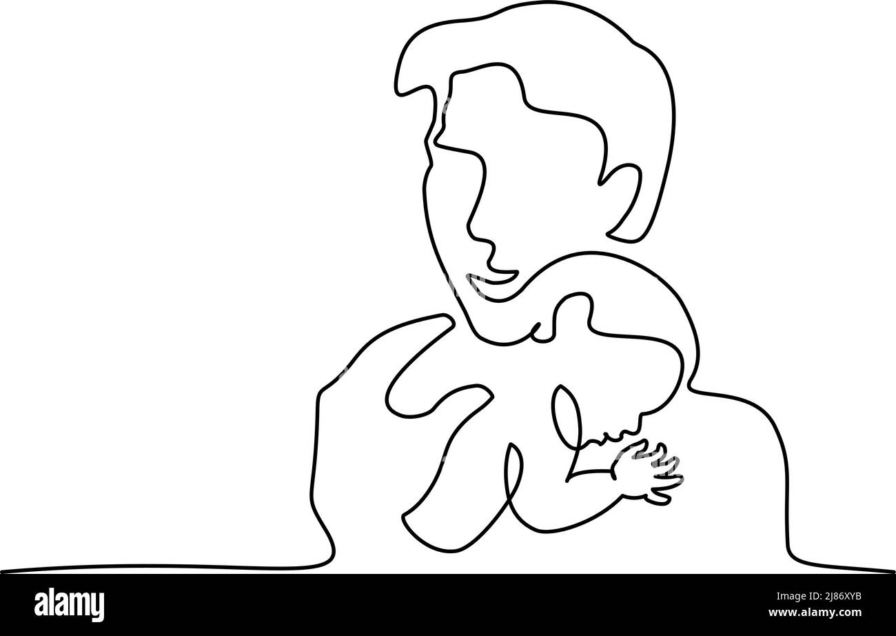 Fathers Day one Line Art Father baby Stock Vector Image & Art - Alamy