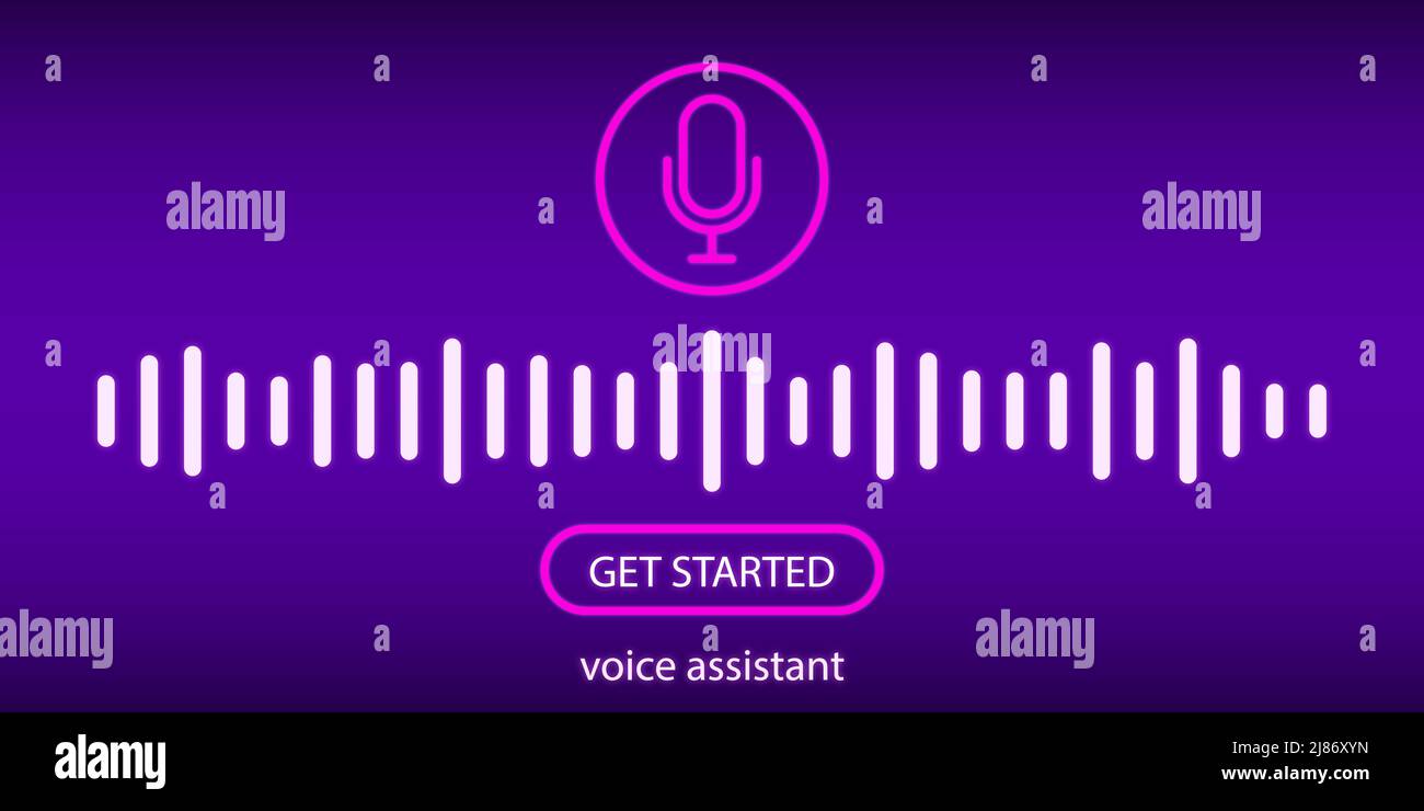 Concept of voice recognition. Sound wave with imitation of voice, sound ...