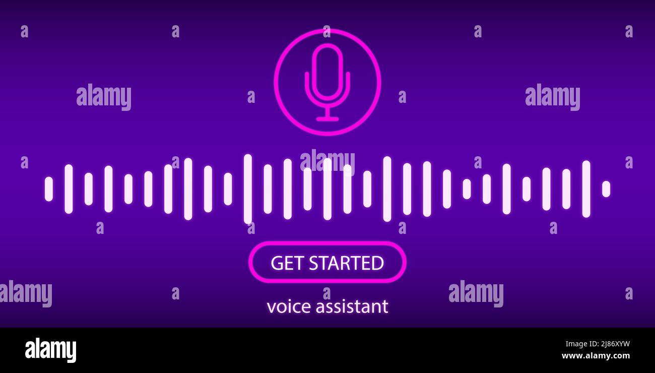 Concept of voice recognition. Sound wave with imitation of voice, sound ...