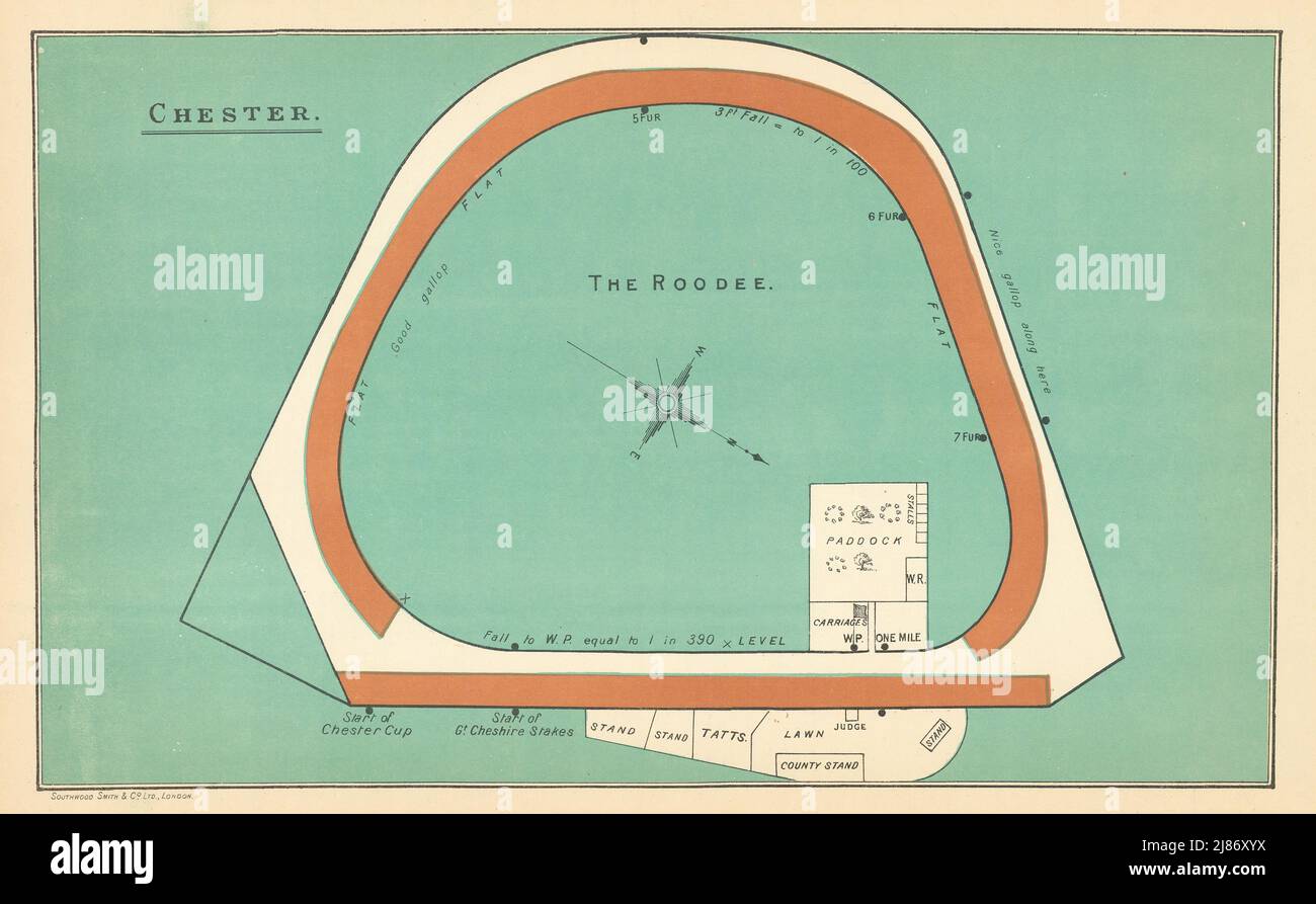 Chester racecourse, Cheshire. The Roodee. BAYLES 1903 old antique map ...