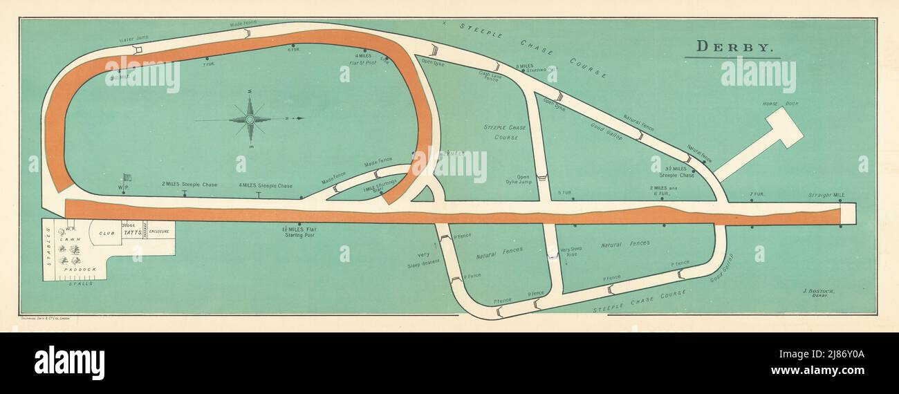 Derby racecourse, Derbyshire. Closed 1939. BAYLES 1903 old antique map ...