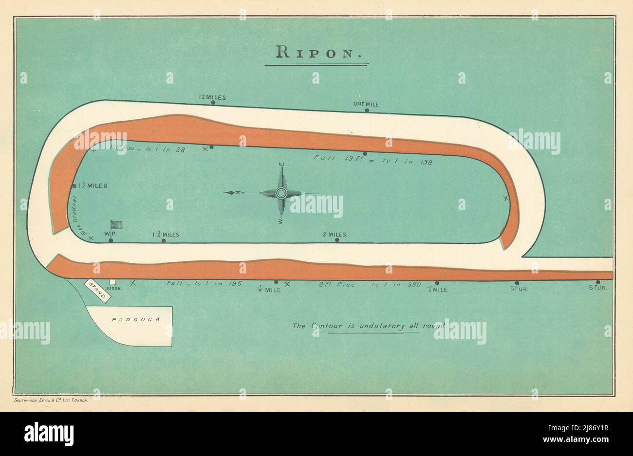 Ripon racecourse, Yorkshire. St. Wilfrid. BAYLES 1903 old antique map ...