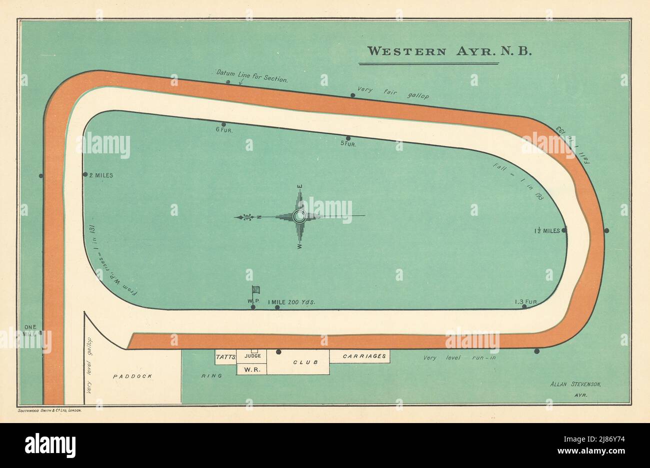 Western Ayr racecourse, Scotland. Moved 1907. BAYLES 1903 old antique ...