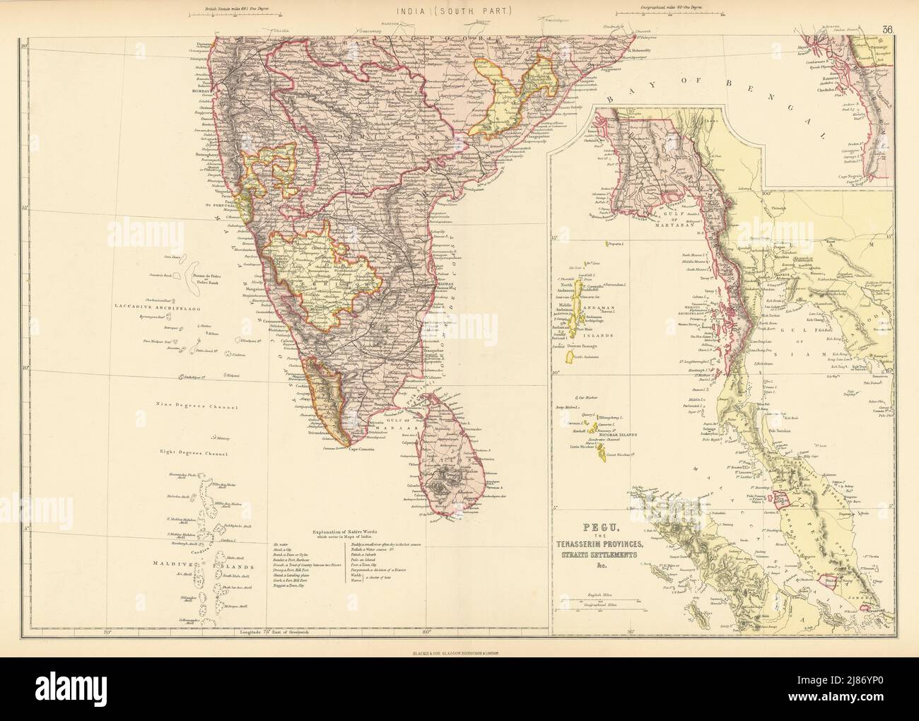 BRITISH INDIA S. Pegu Tenasserim Straits Settlements Singapore Maldives ...