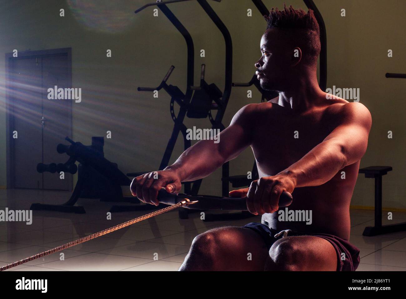 Male athletewith dreadlocks working out in the gym Stock Photo - Alamy