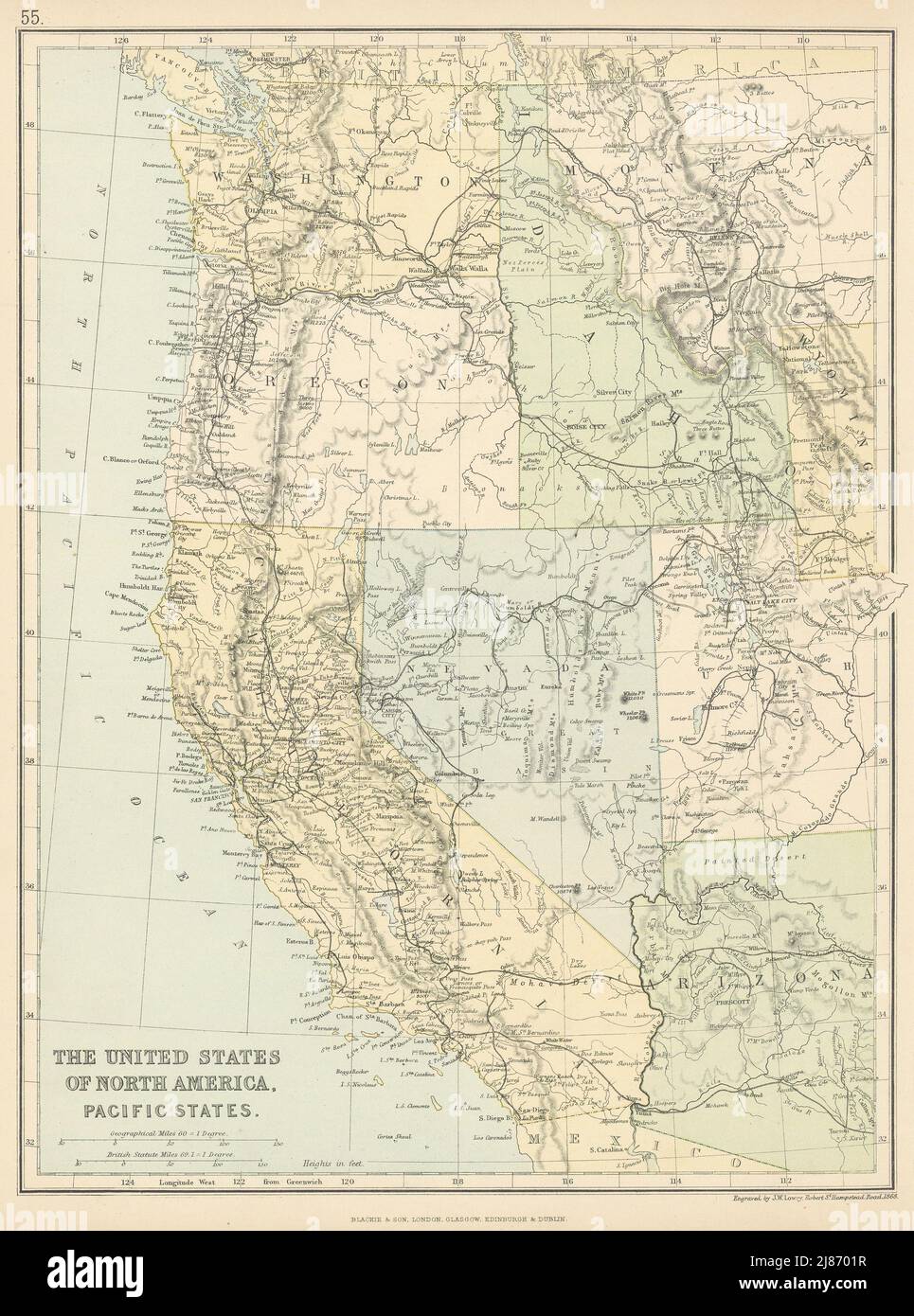 USA PACIFIC STATES. California Oregon Washington Idaho Nevada.Railroads ...