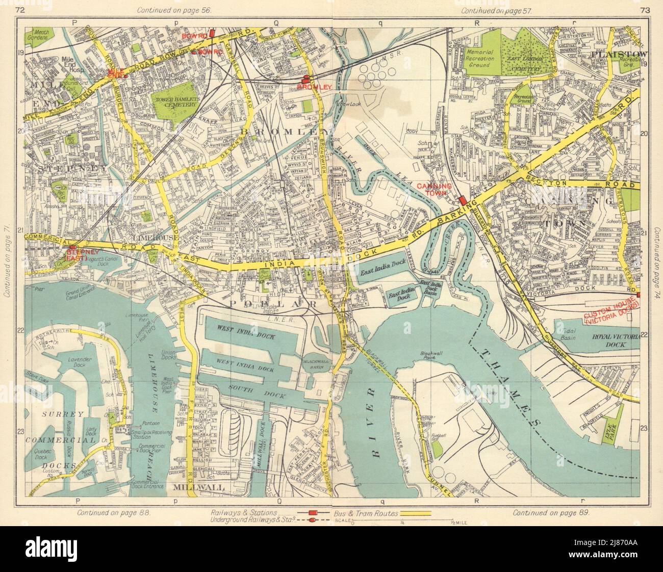 E LONDON. Bromley Mile End Limehouse Canning Town Millwall Poplar 1948 ...