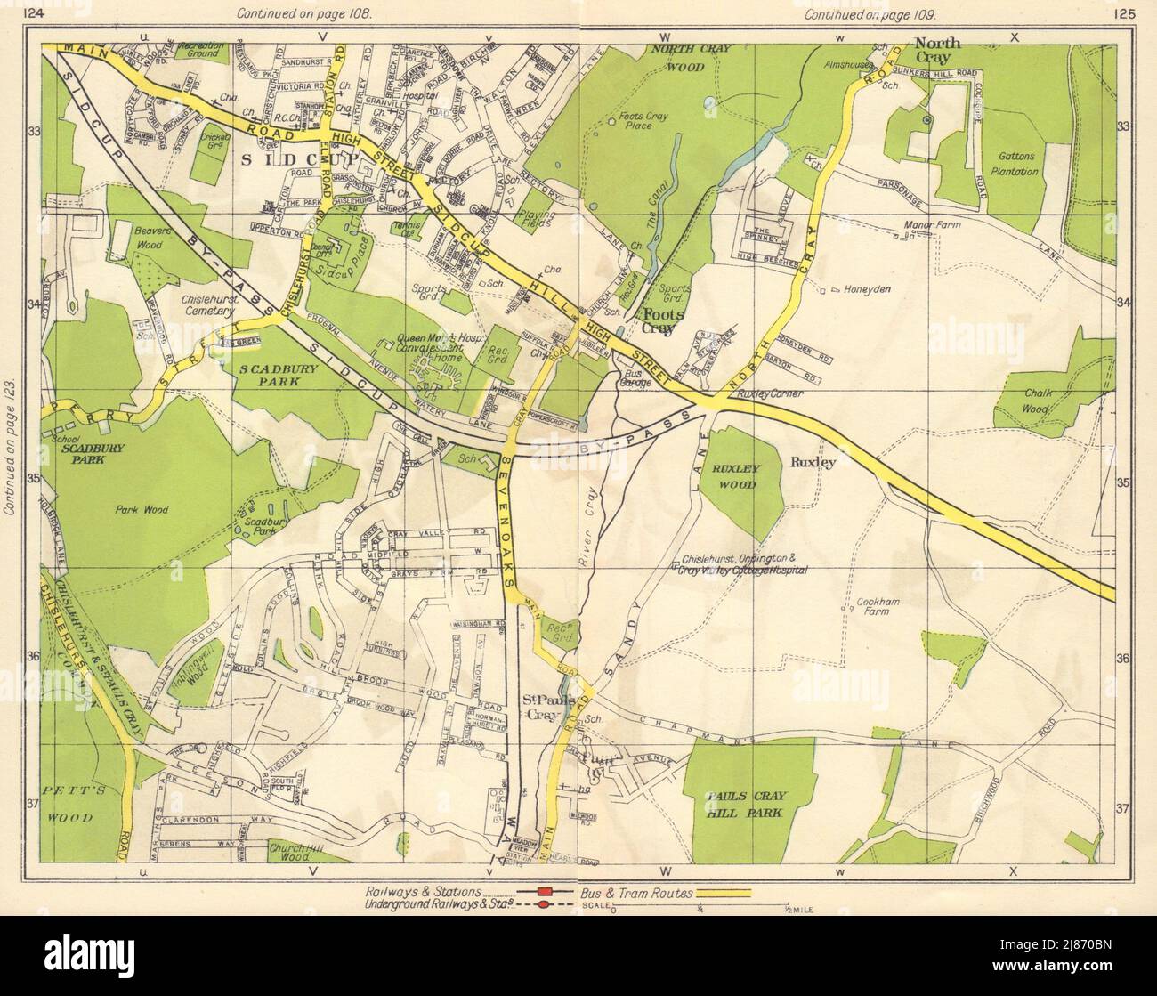 SE LONDON. Sidcup Foots Cray Ruxley St Paul's Cray North Cray 1948 old ...