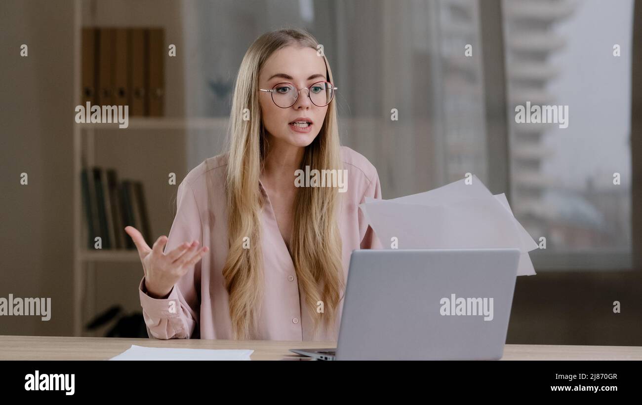 Nervous breakdown in office businesswoman hi-res stock photography and ...