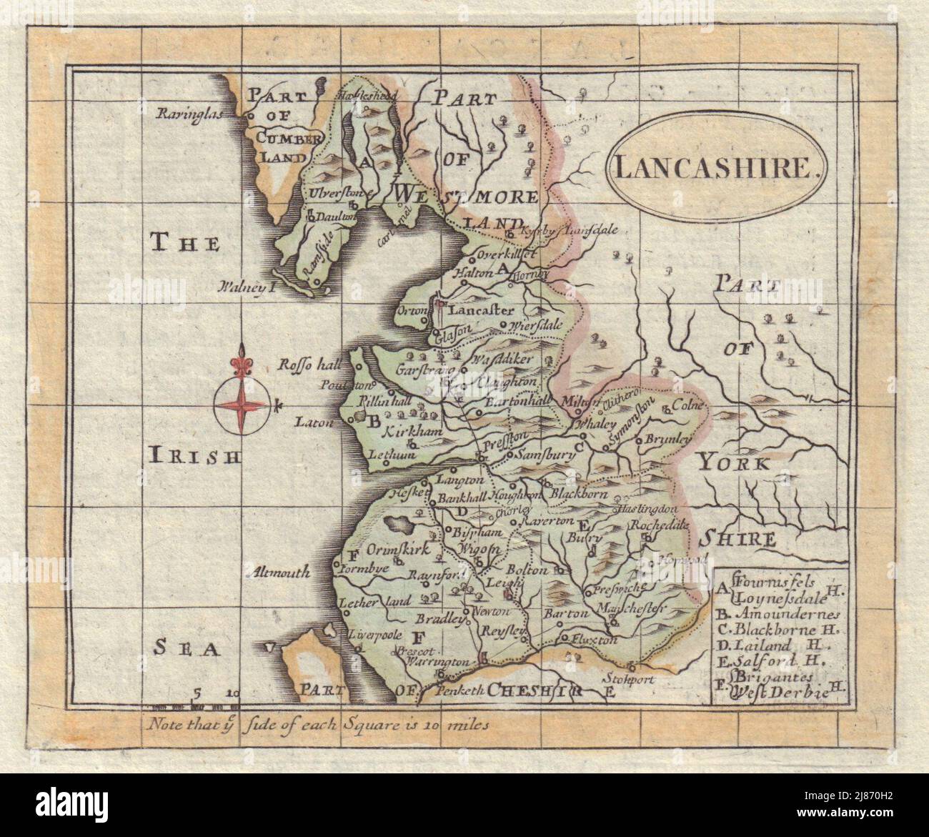 Antique county map of Lancashire by John Seller / Francis Grose 1783 ...
