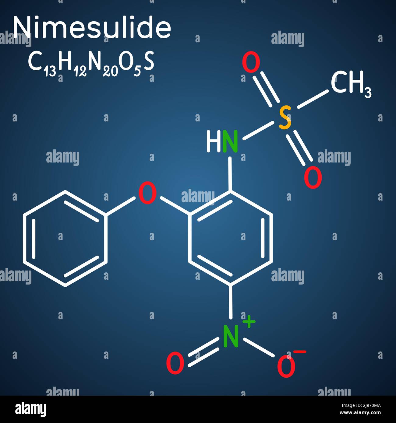 Nimesulide molecule. It is nonsteroidal anti-inflammatory drug NSAID ...