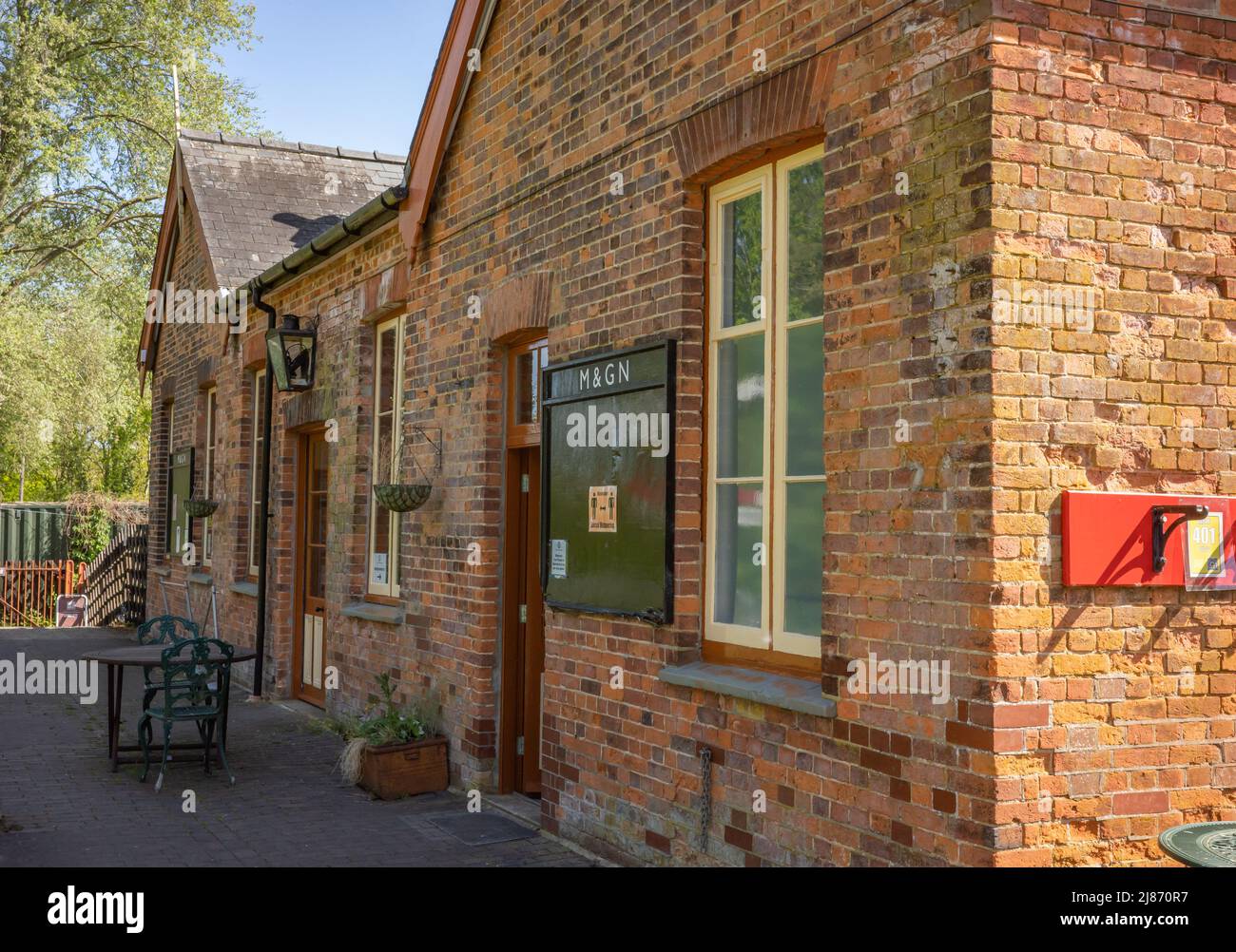 Reepham, Norfolk, UK – May 08 2022. Old and disused ticket office and ...