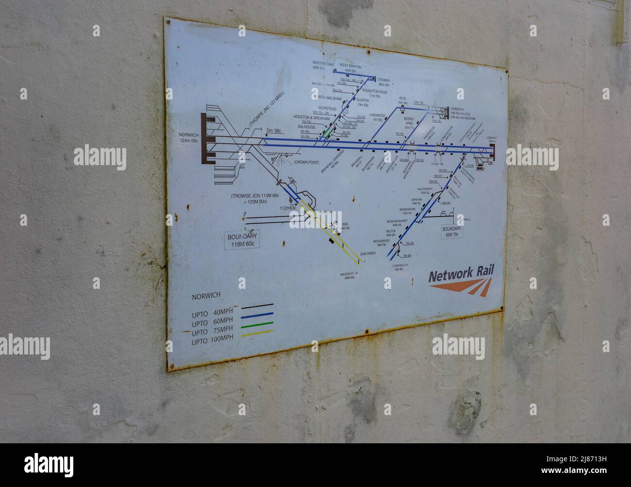 Reepham, Norfolk, UK – May 08 2022. An old Network Rail railway map on ...