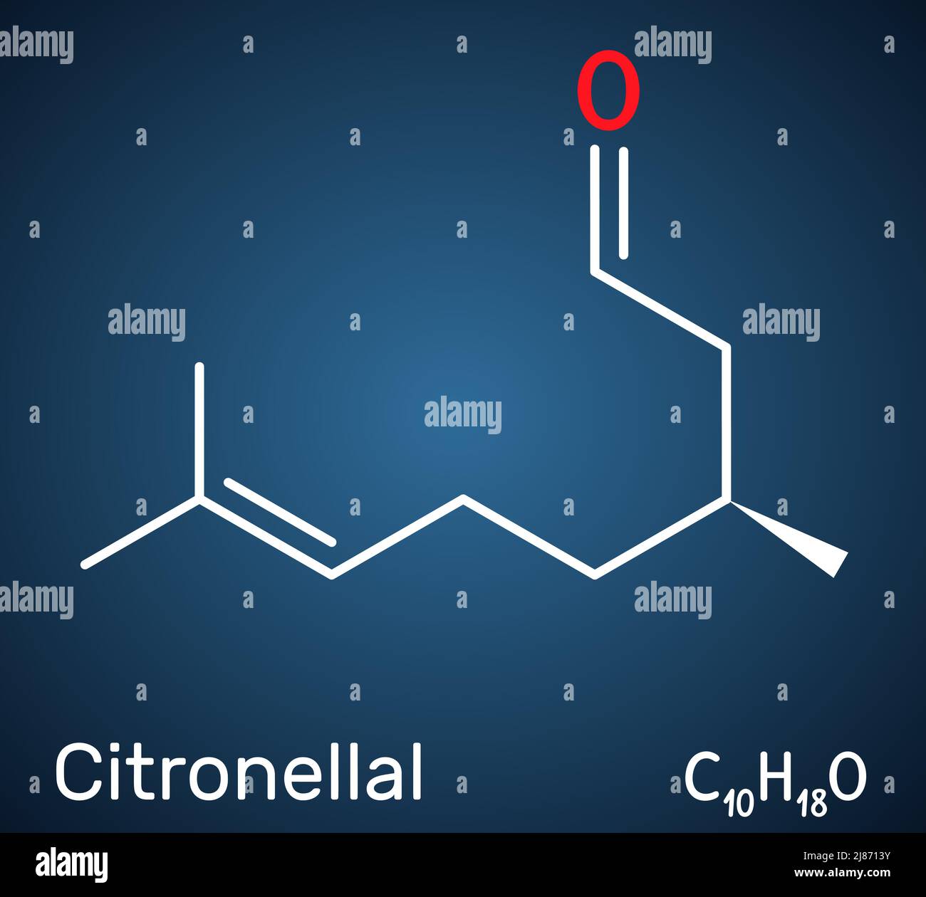 Citronellal, rhodinal molecule. It is monoterpenoid aldehyde ...