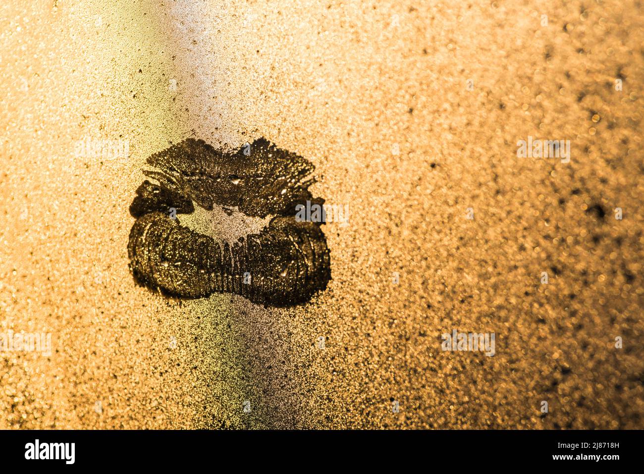 The sweaty glass background with a lips kiss Stock Photo - Alamy