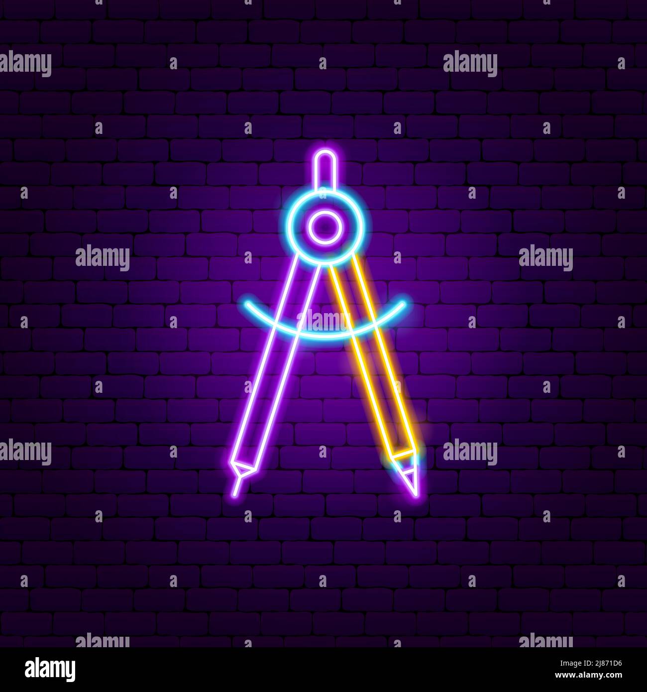 Compass Neon Sign. Vector Illustration of Tool Promotion Stock Vector ...