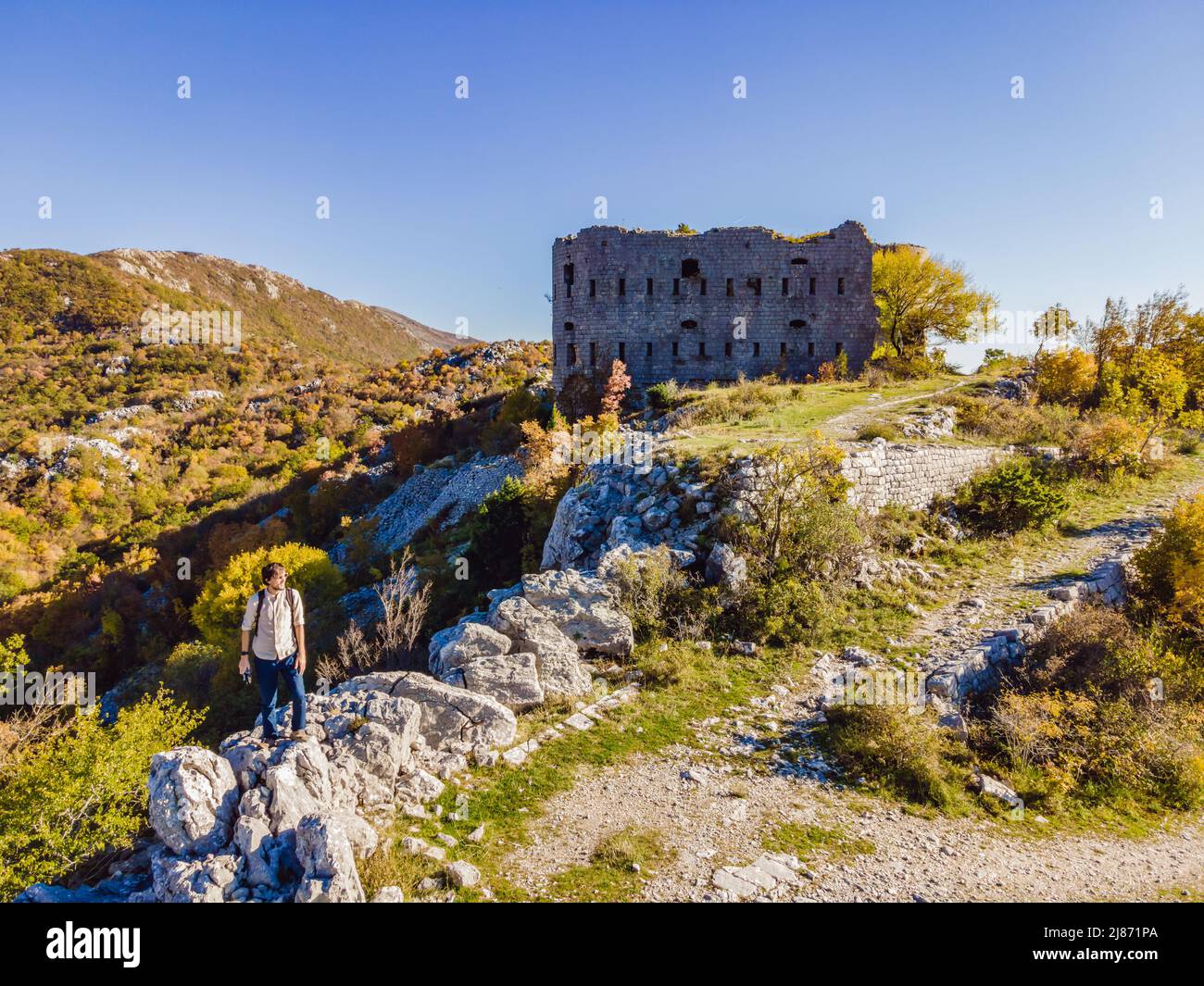 Collapsing tower of fortress Kosmac. Ancient Austro-Hungarian fortress ...