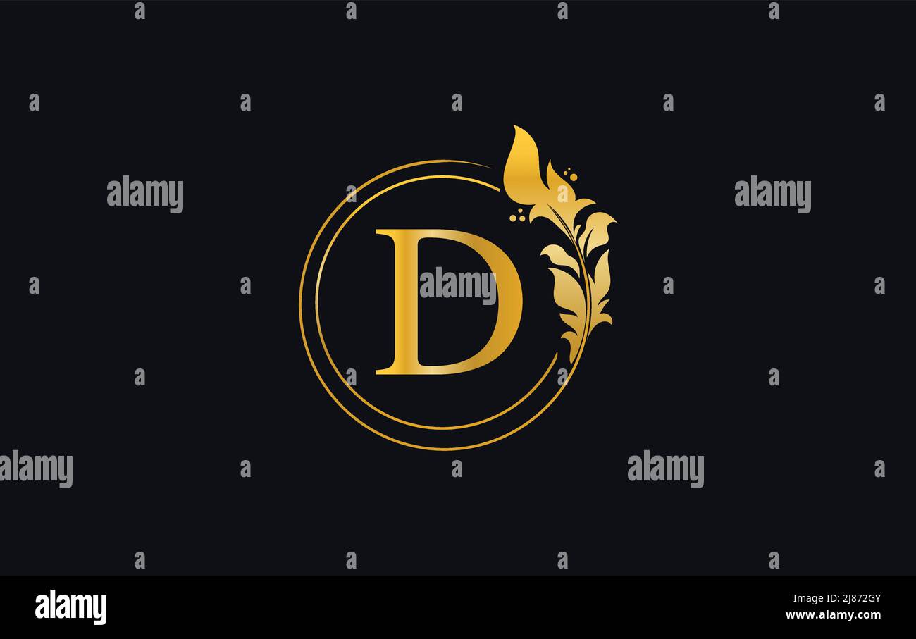 Golden leaf and circle logo design vector. Golden beauty and business symbol and alphabets ...