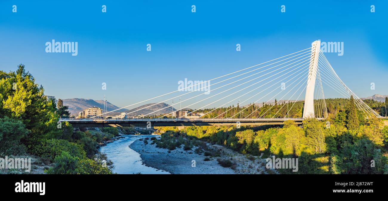 Millennium bridge over Moraca river in Podgorica, Montenegro Stock ...