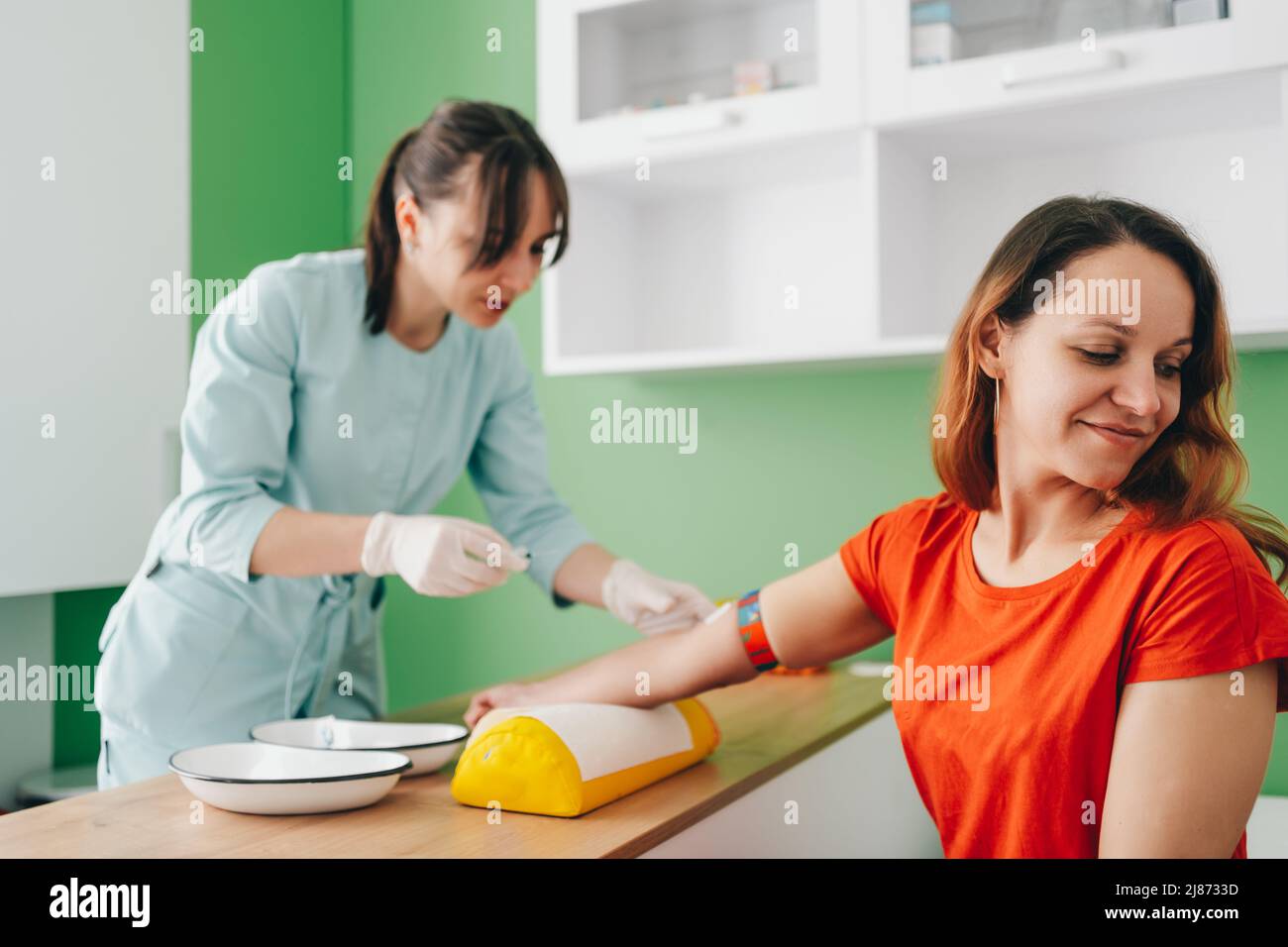 Blood test. The patient turned his head from the injection Stock Photo ...