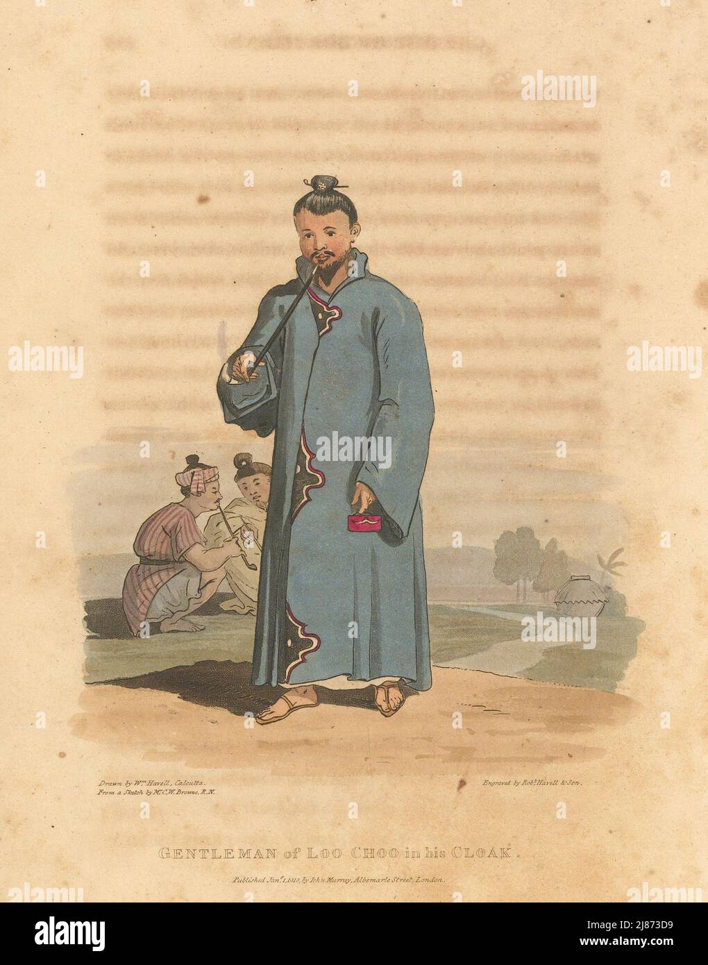 Gentleman of Loo Choo in his Cloak. Okinawa, Japan. HAVELL/BROWNE 1818 ...