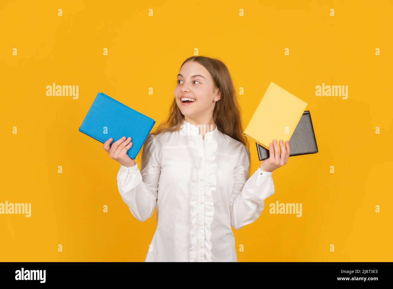 pupil in high school. teen girl do homework with copybook. study with ...