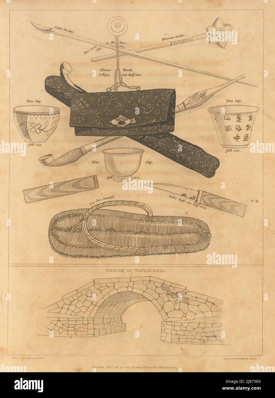 Bridge of Napakiang. Naha, Okinawa, Japan. Utensils. HALL 1818 old ...