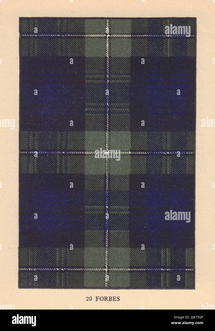 Forbes. Scottish Clan Tartan. SMALL 8x11.5cm 1937 old vintage print ...