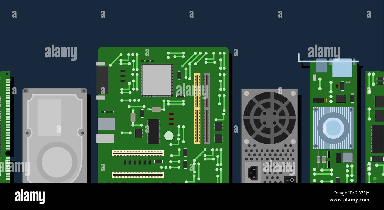 Spare part for personal computer. Horizontally seamless background. PC ...