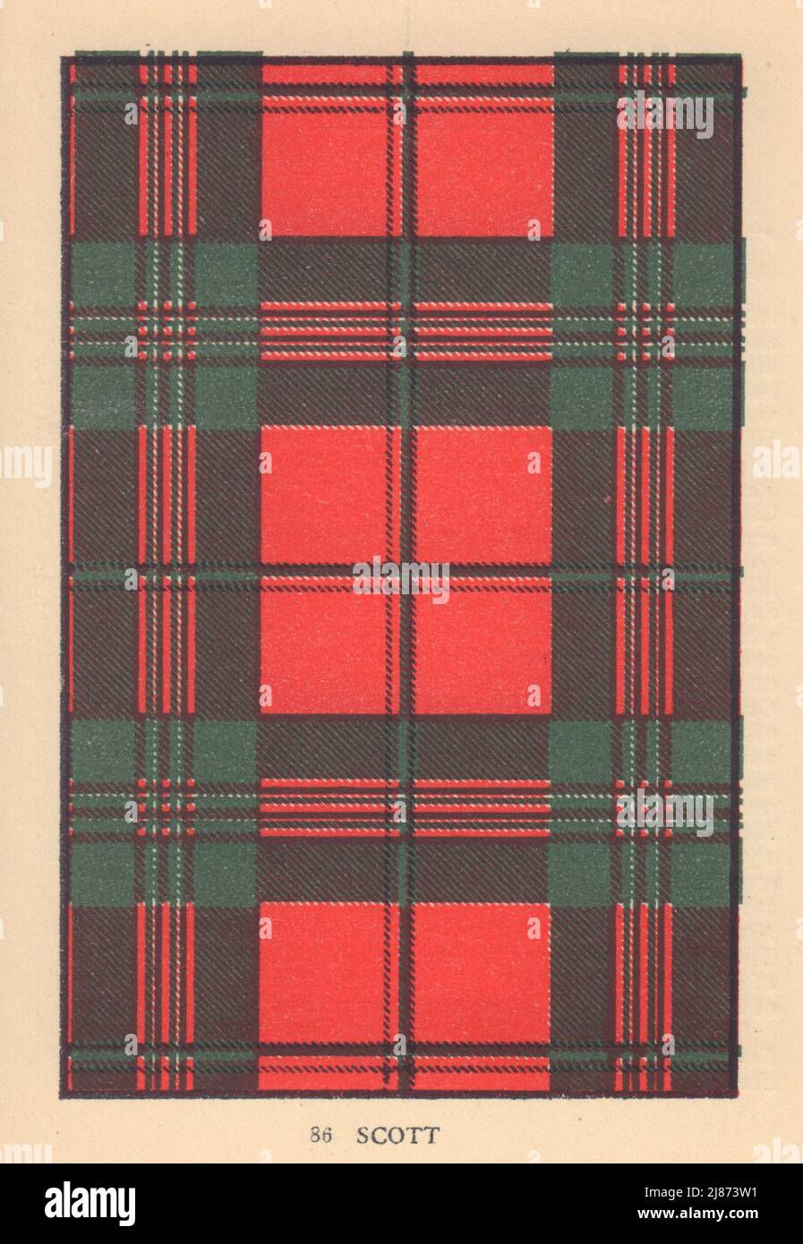 Scott. Scottish Clan Tartan. SMALL 8x11.5cm 1937 old vintage print ...