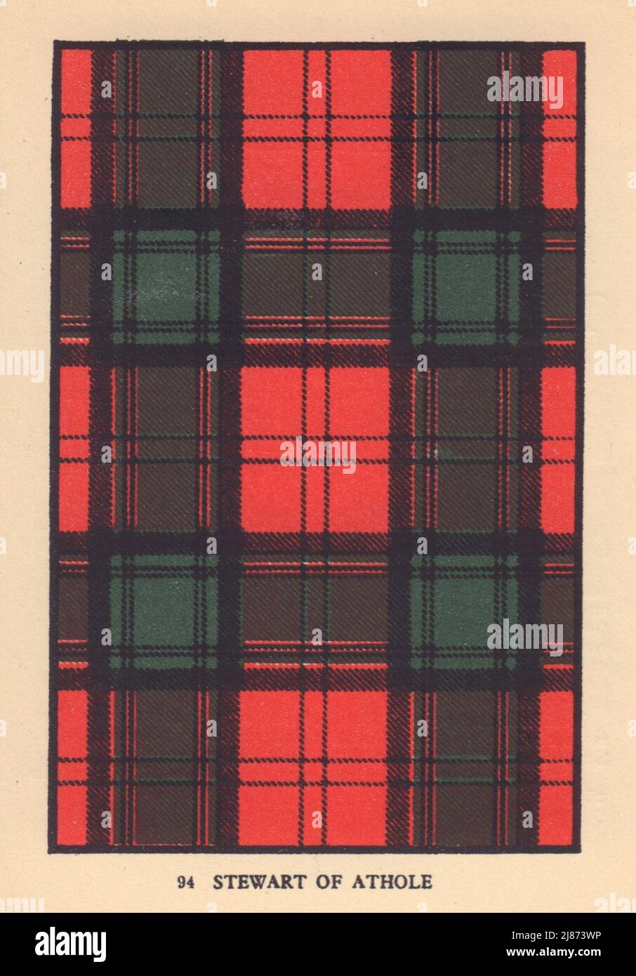 Stewart of Athole. Scottish Clan Tartan. SMALL 8x11.5cm 1937 old ...
