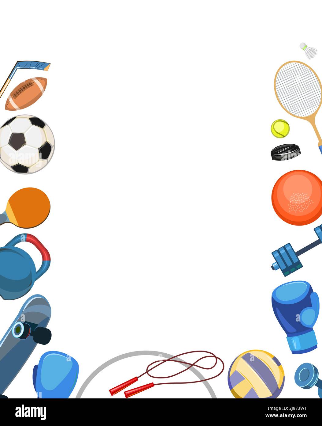 Sports equipment for athletes. Vertical frame. Isolated on white ...