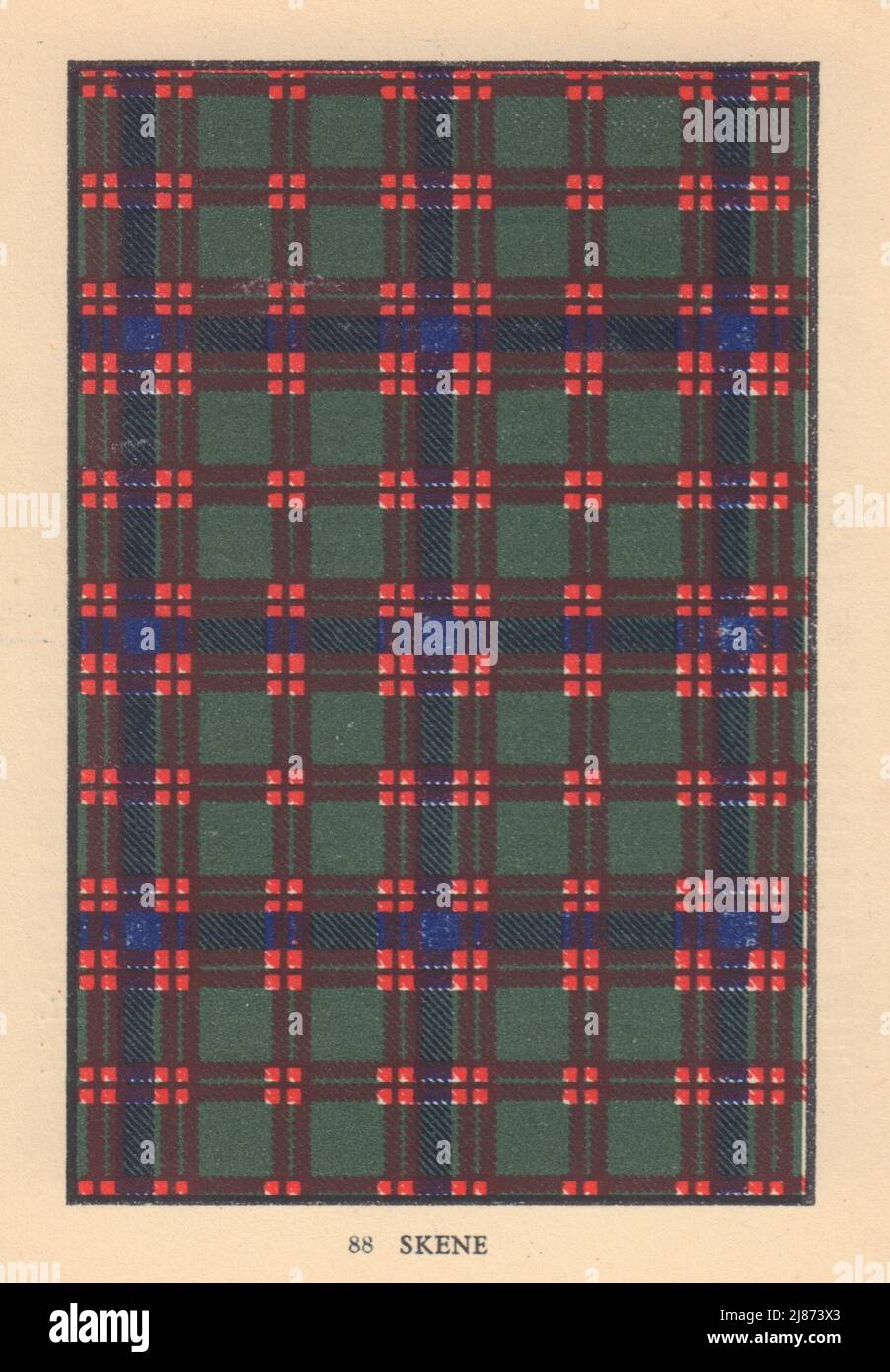 Skene. Scottish Clan Tartan. SMALL 8x11.5cm 1937 old vintage print ...