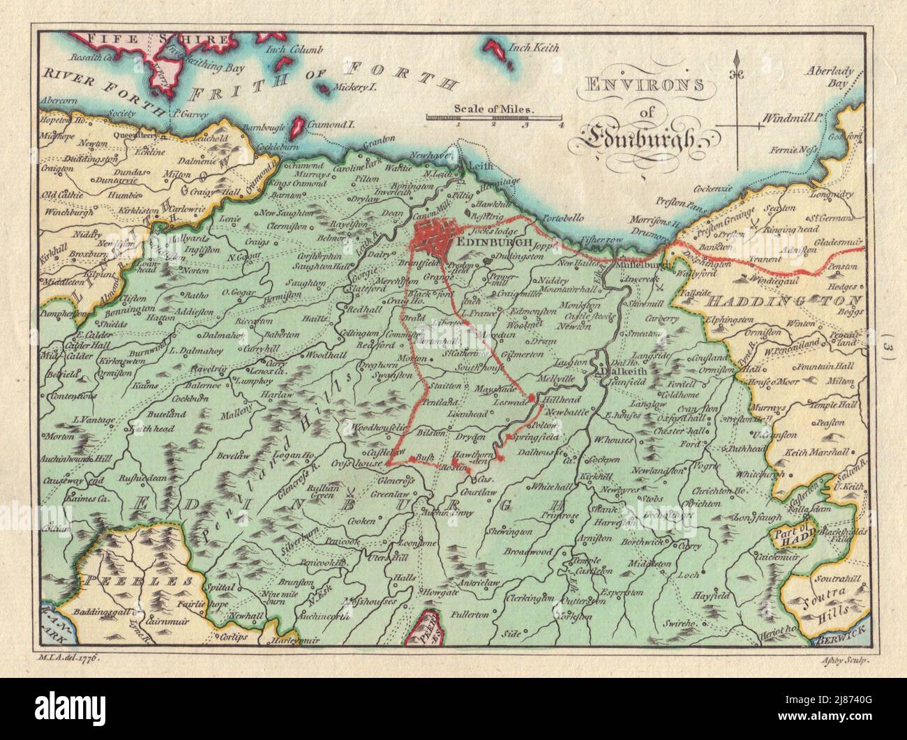 Environs of Edinburgh. Midlothian. SAYER / ARMSTRONG 1794 old antique ...
