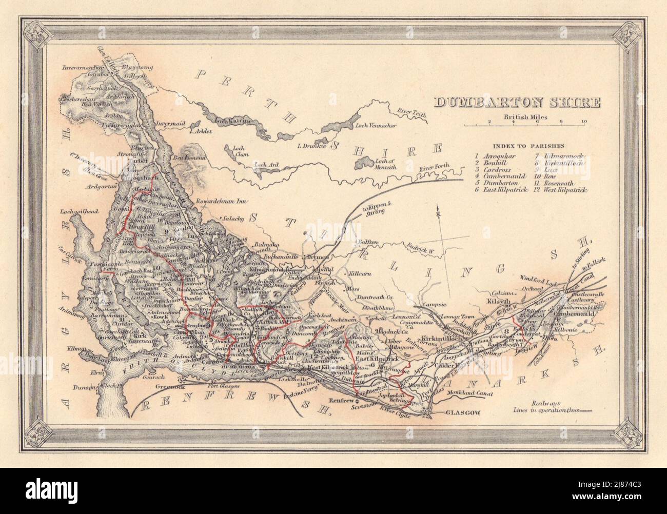 Map of the county of dumbarton hi-res stock photography and images - Alamy