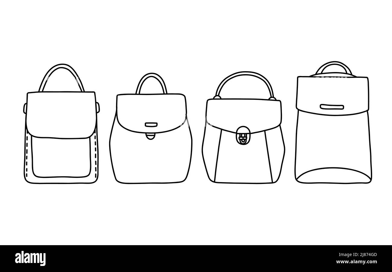 Backpack set doodle and simple vector illustration Stock Vector Image ...