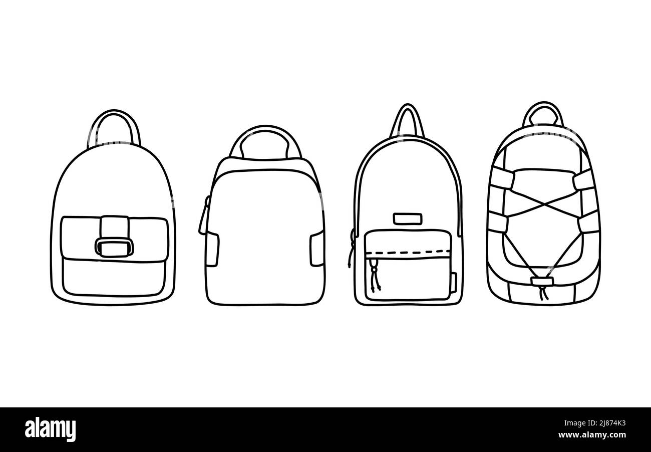 Backpack set doodle and simple vector illustration Stock Vector Image ...