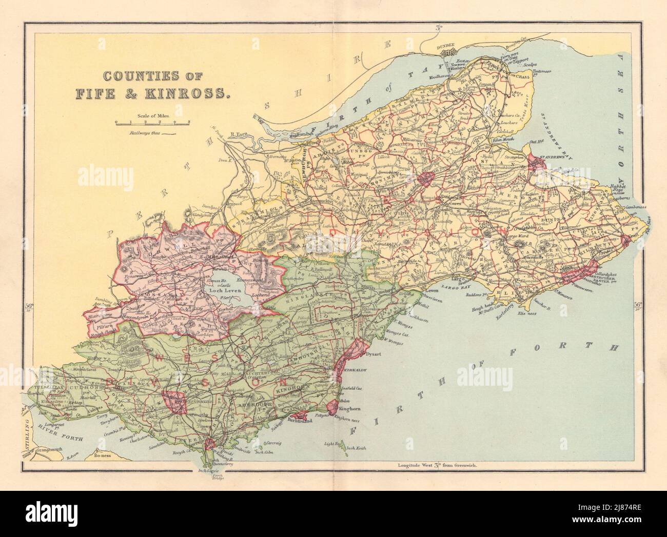 FIFESHIRE & KINROSS-SHIRE county map Dunfermline St Andrews Parishes ...