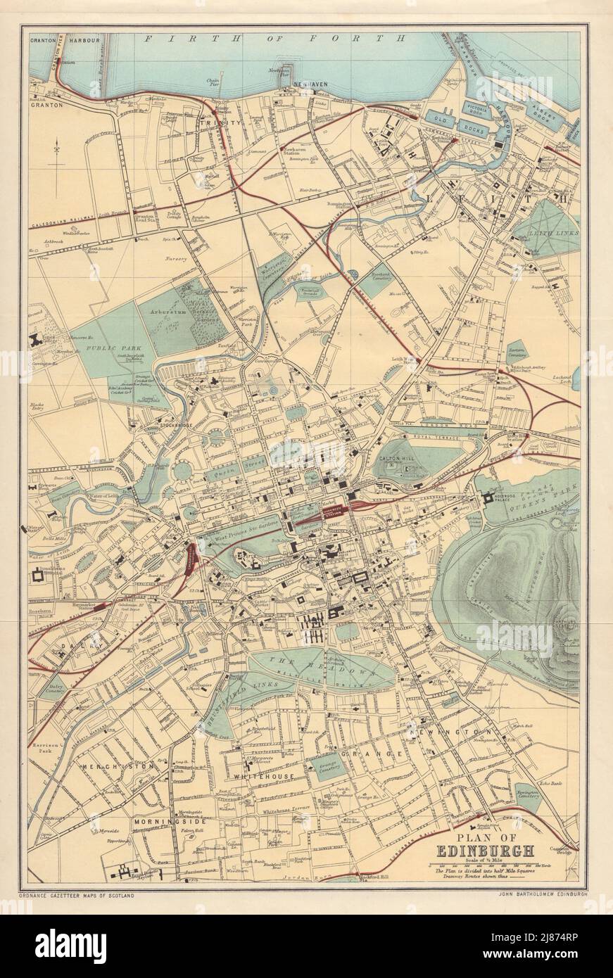 EDINBURGH & LEITH antique town plan. Scotland. BARTHOLOMEW 1895 old map ...