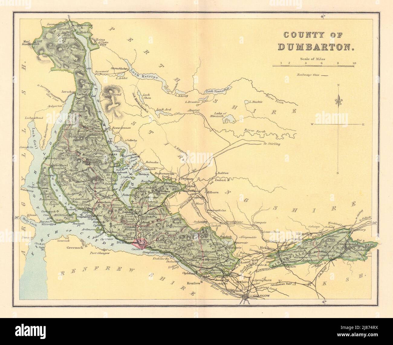 Map of the county of dumbarton hi-res stock photography and images - Alamy