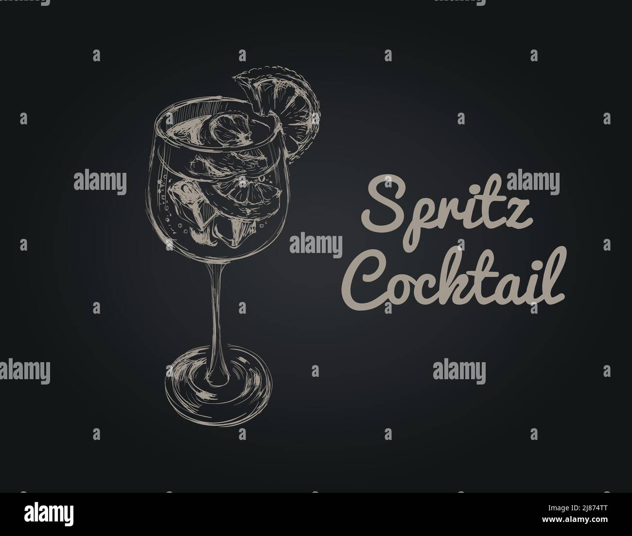 Spritz Hand Drawn Summer Spritz Cocktail Drink Vector Illustration ...