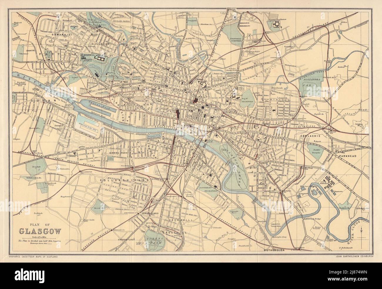 Map of glasgow scotland hi-res stock photography and images - Alamy