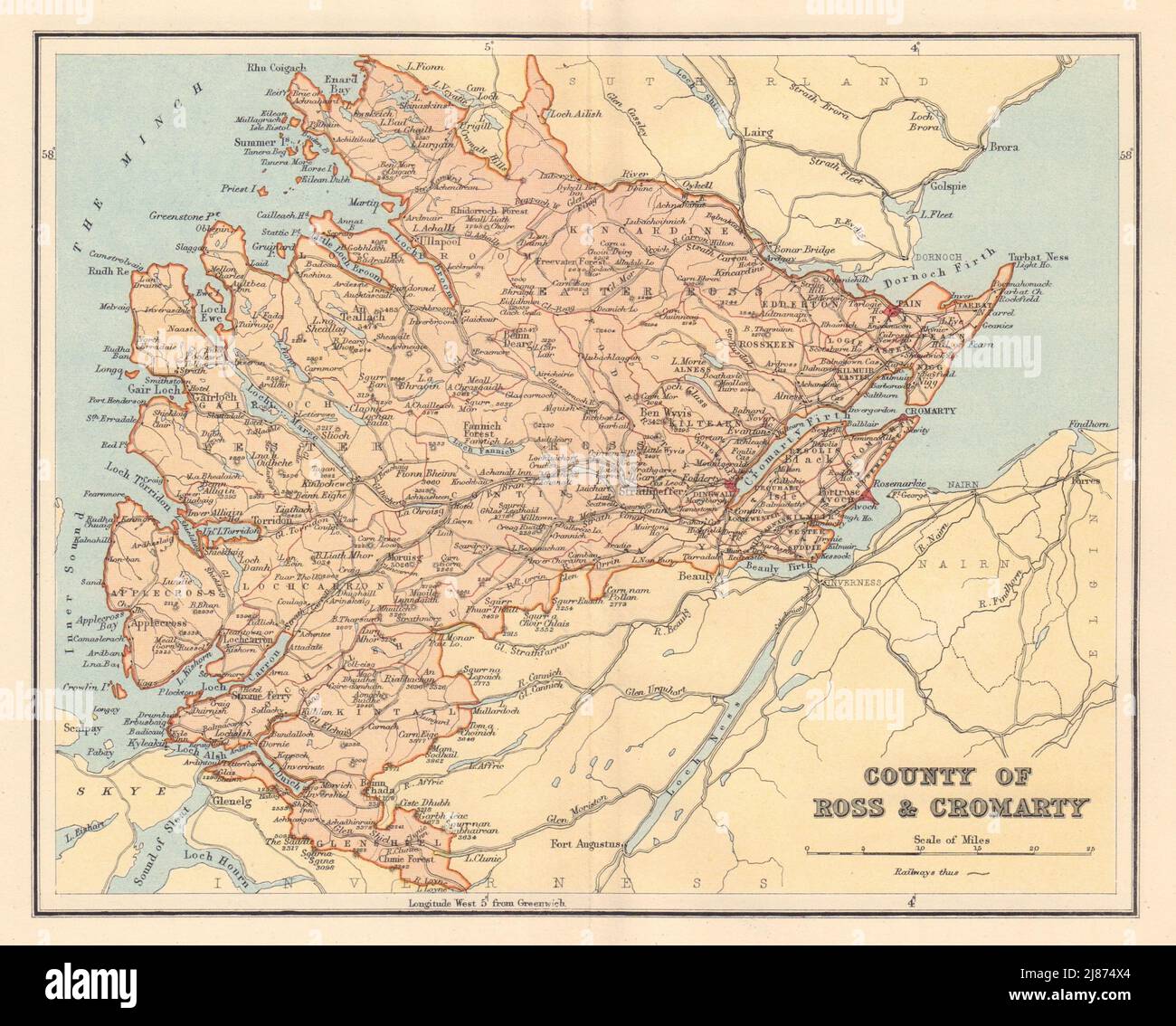 ROSS-SHIRE & CROMARTYSHIRE antique county map. Scotland. LIZARS 1895 ...