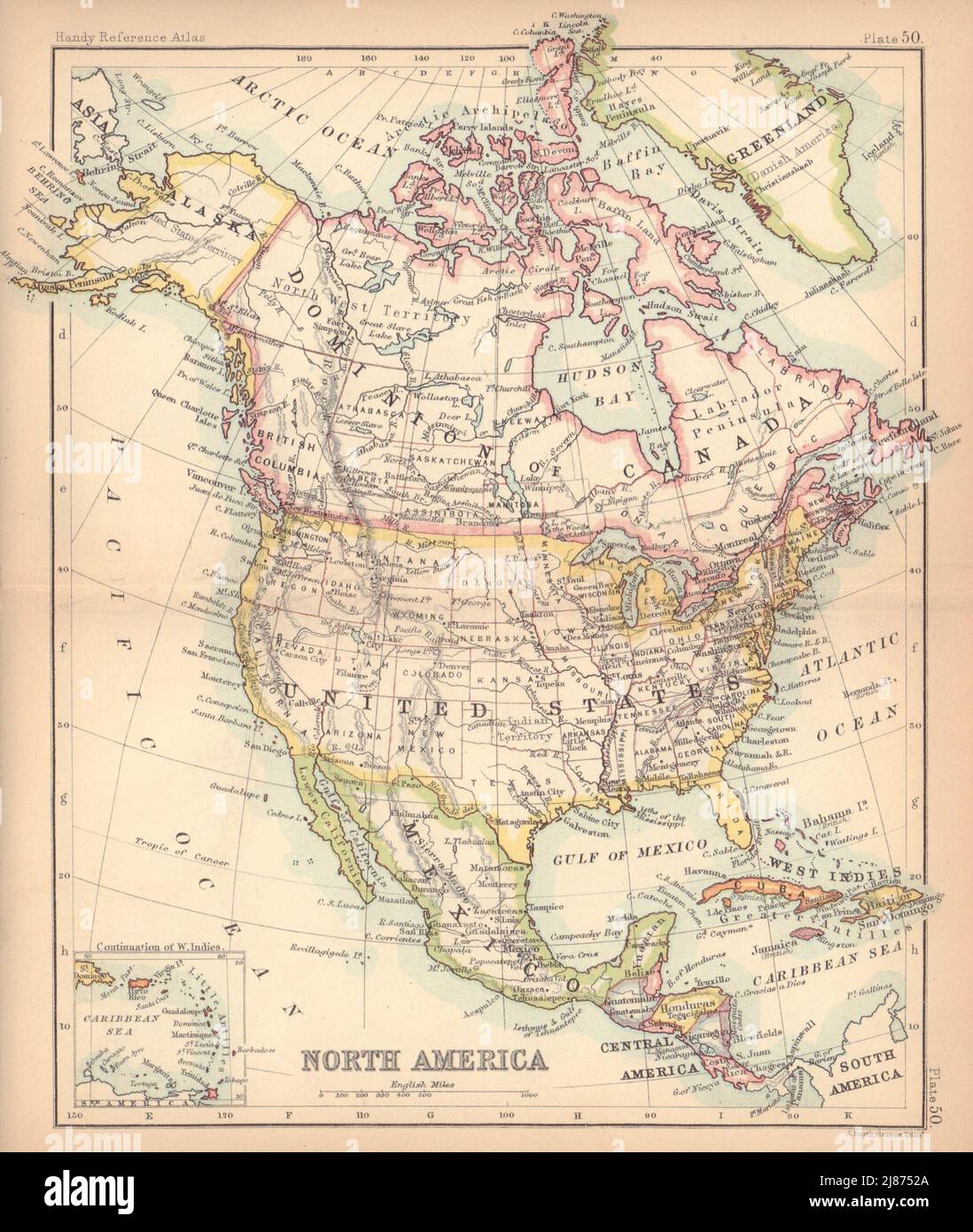 North America. United States Canada Mexico. BARTHOLOMEW 1888 old ...
