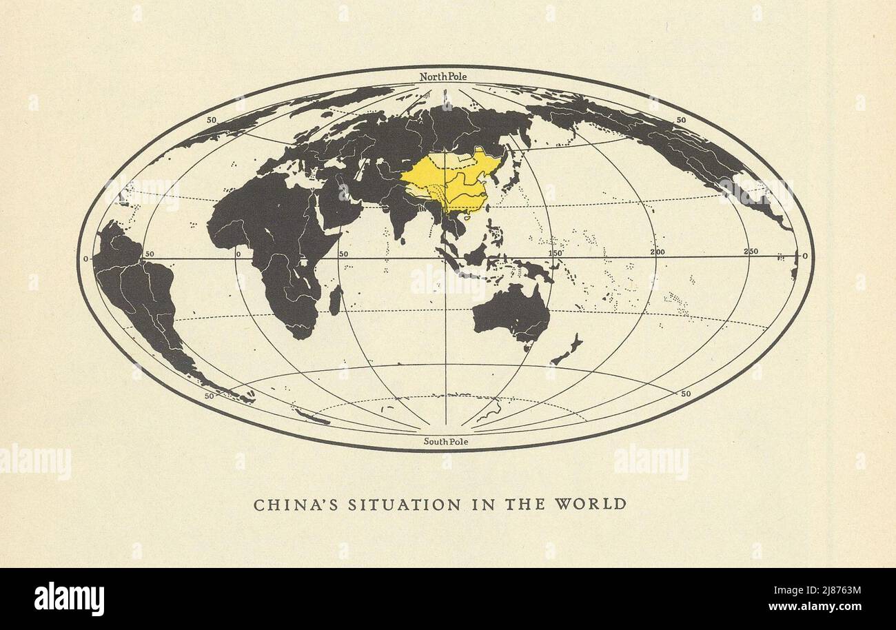 China's situation in the World 1935 old vintage map plan chart Stock ...