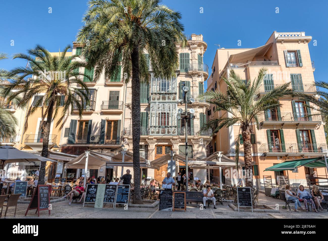 Historic art nouveau Can Coll building in Llotja square Palma Mallorca ...