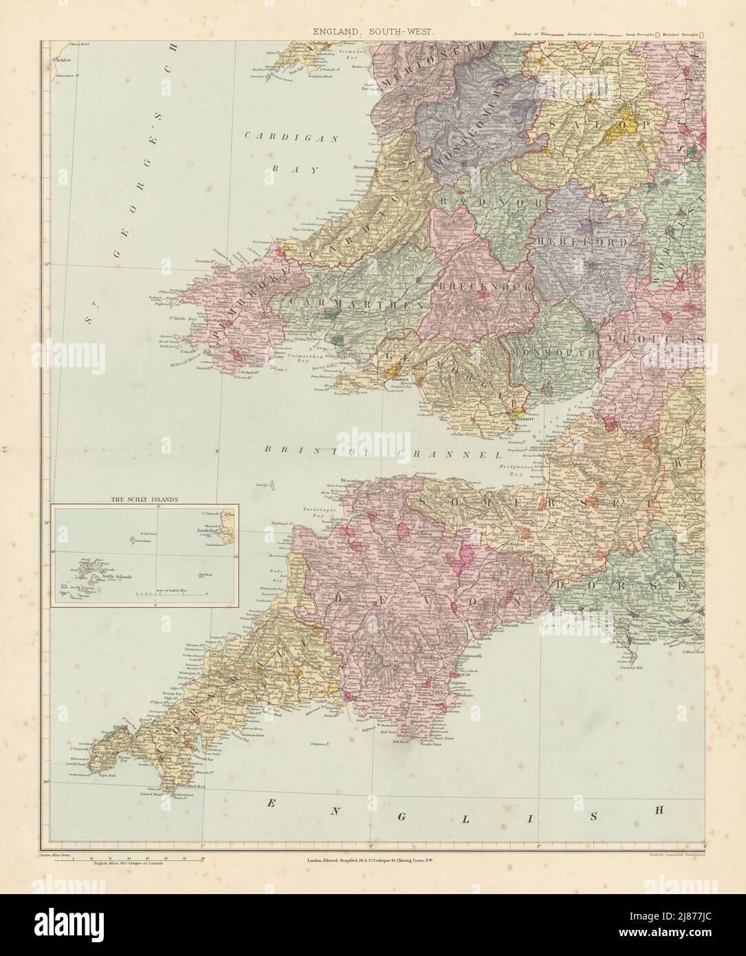 South west england map hi-res stock photography and images - Alamy